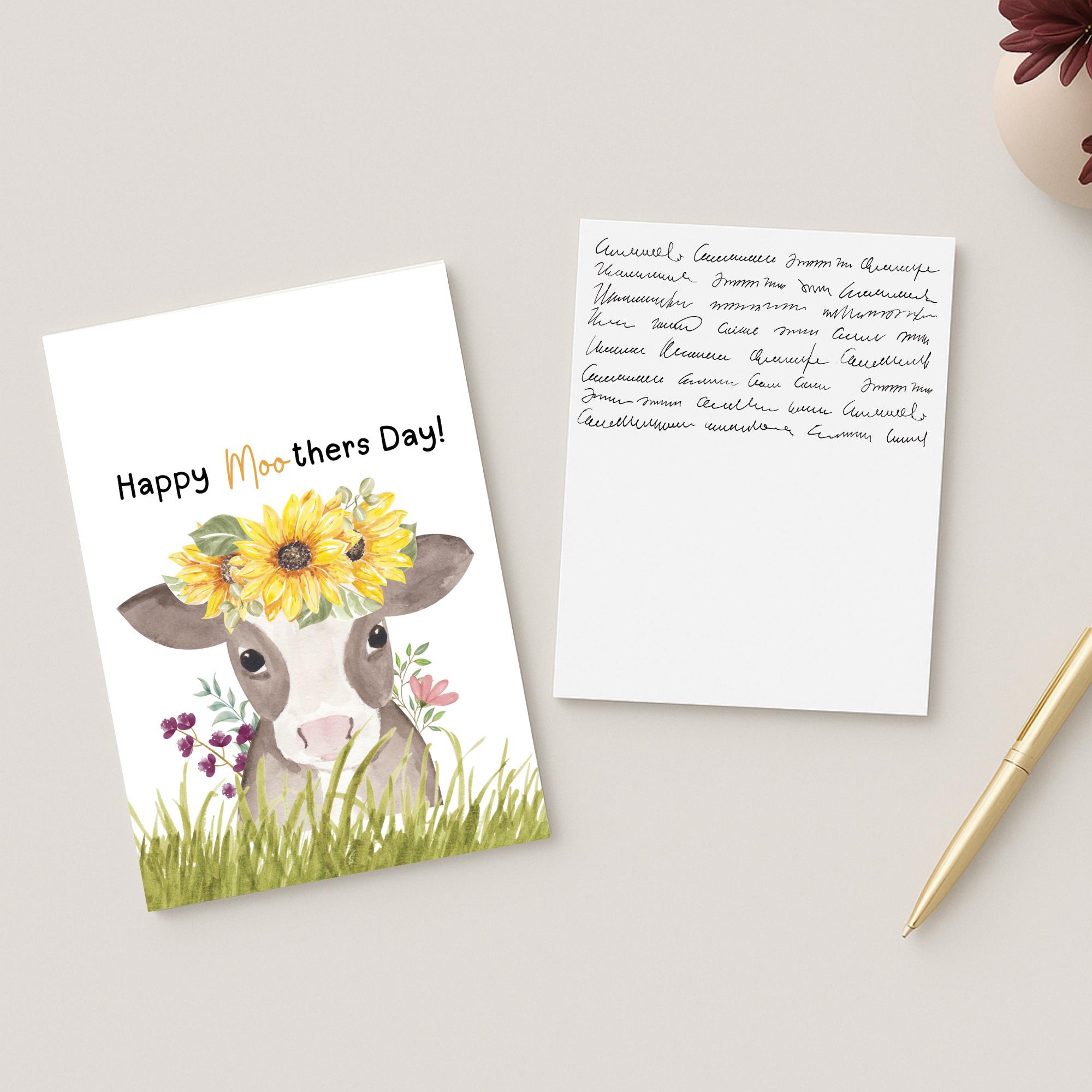 Funny Cow Mothers Day Card Printable, Happy Moo-thers Day Card, Farm ...