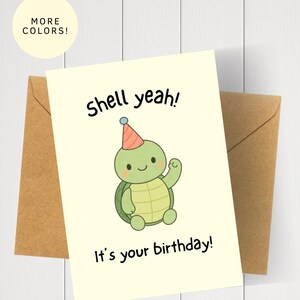 Turtle Birthday Card Printable - Shell Yeah Birthday Card - Cute Animal ...
