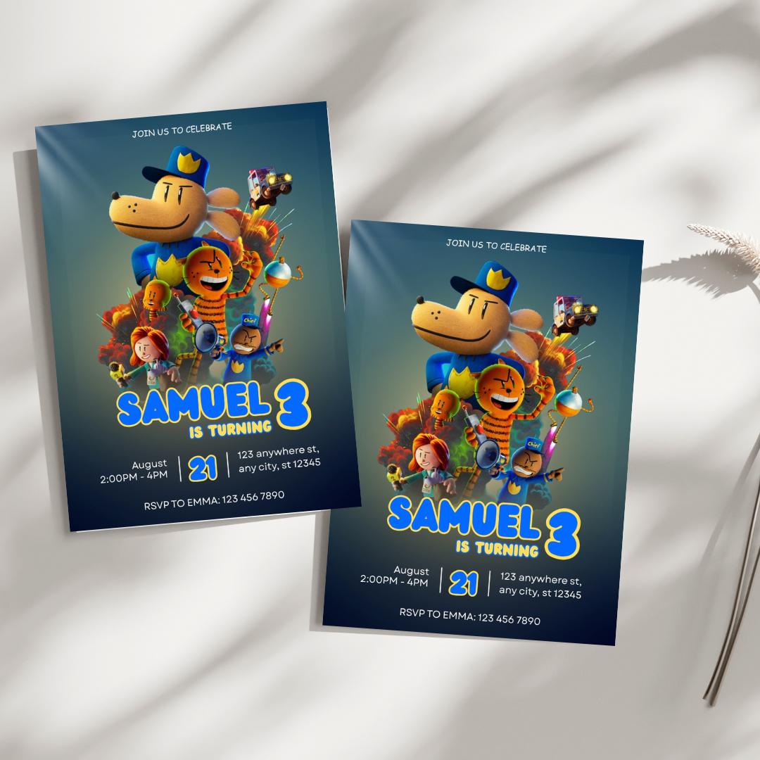 Dogman Invitation Template V3 for Birthday Party | Editable Printable ...