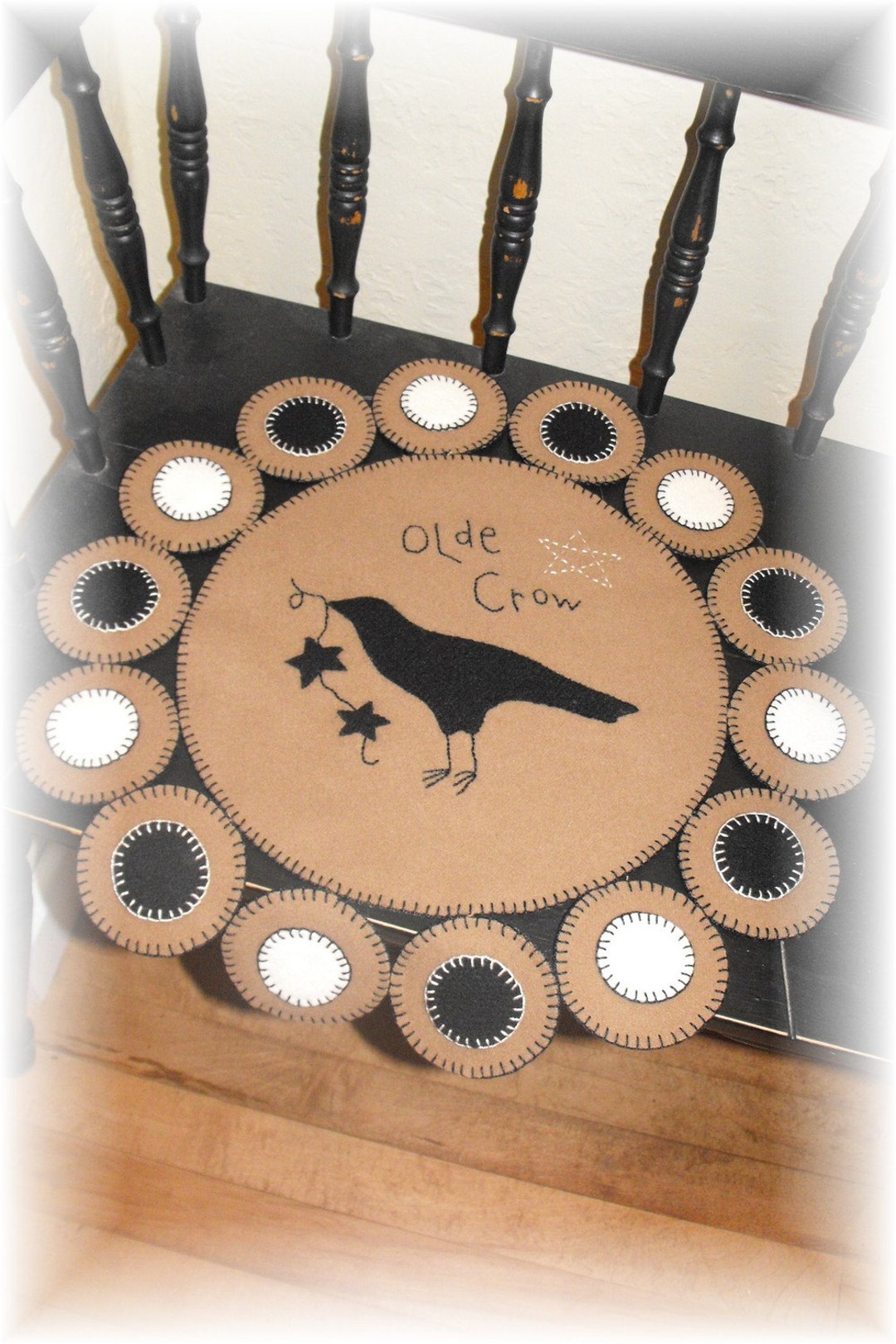 Primitive "olde Crow" Wool Penny Rug Instant Download E-pattern ...