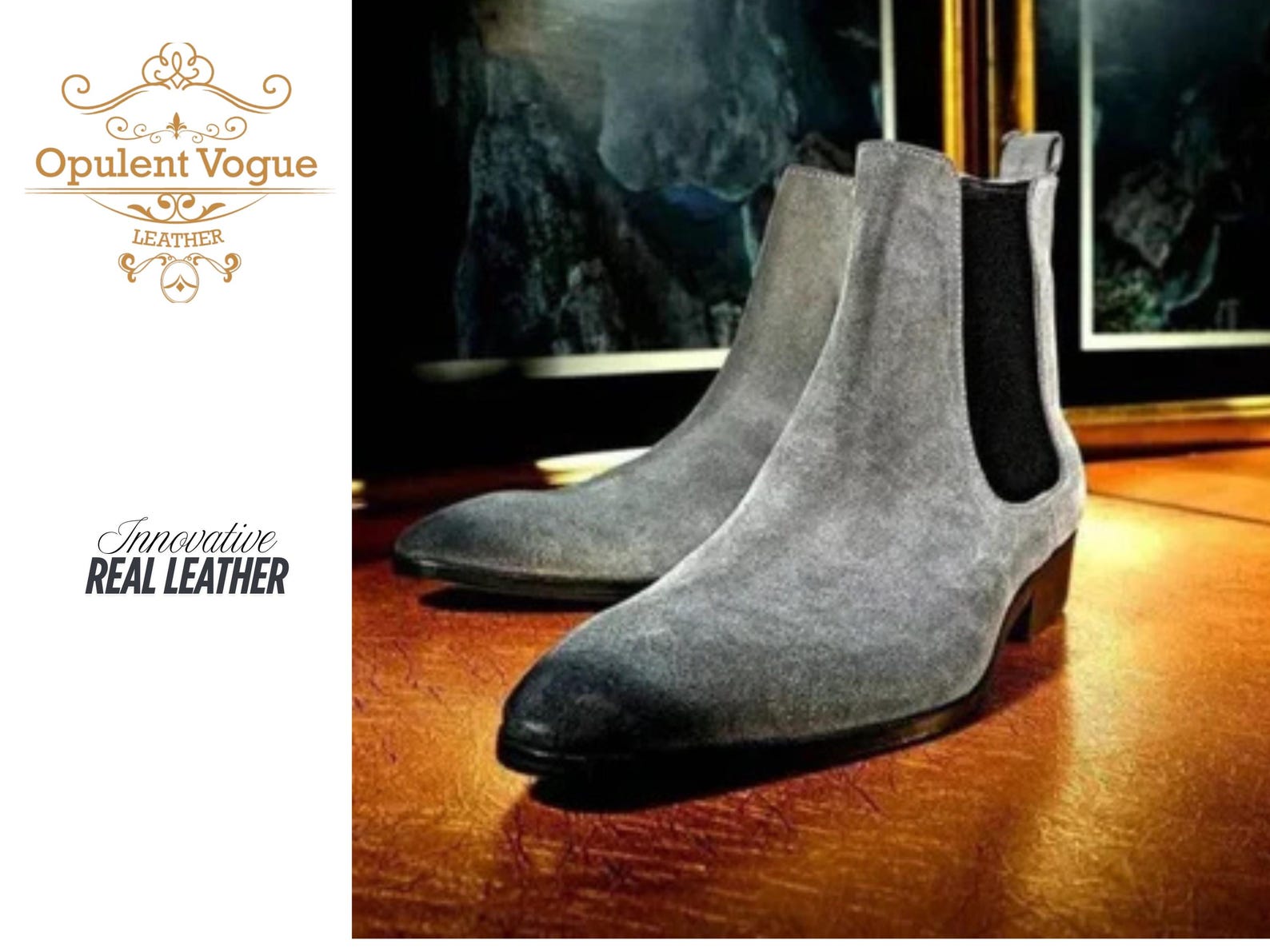 Handmade Gray Suede Chelsea Boots: Men's Leather Ankle Boots - Etsy