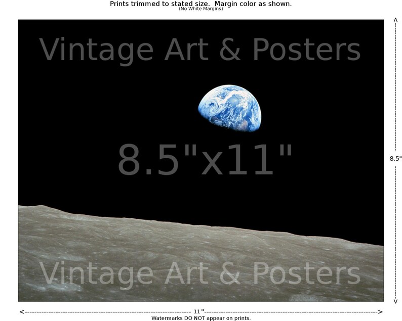 Printable Photo - Earthrise - Apollo 8 Photo of Earth Rising Over the ...