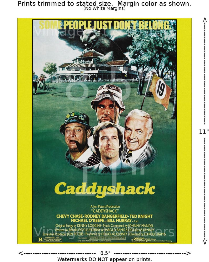 Printable Movie Poster: Caddyshack, Vintage Film Art Print, Lobby Card ...