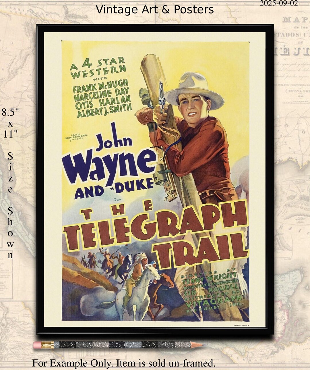 Movie Poster: "john Wayne - the Telegraph Trail" Film Lobby Card Art ...