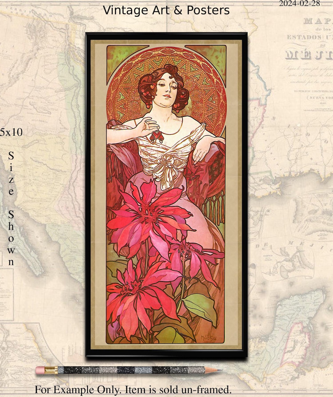 Alphonse Mucha Ruby Art Nouveau Print: Bohemian Vintage Poster (digital ...