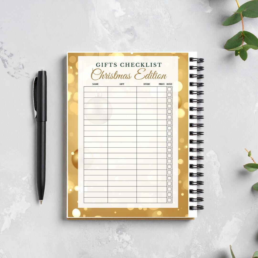 Simple & Chic Christmas Checklist A4 Format | Holiday Shopping List ...