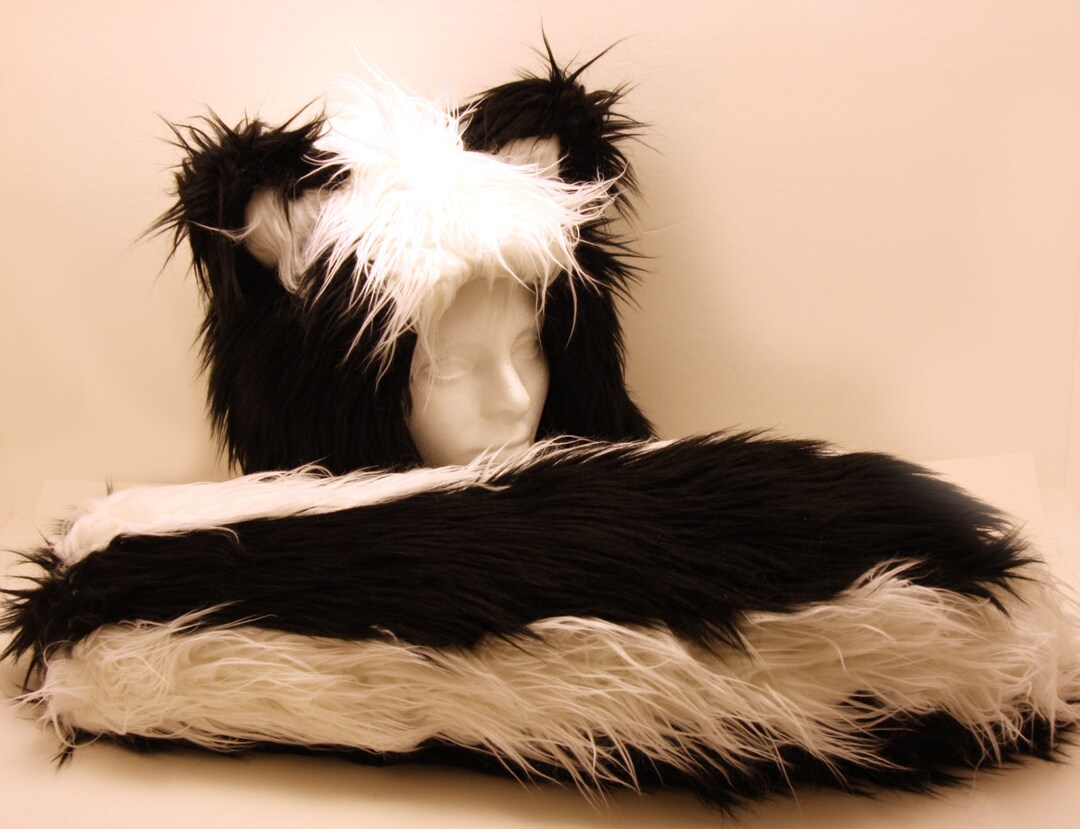 Adorable Super Fluffy Black and White Skunk TAIL ONLY Kawaii Burning ...