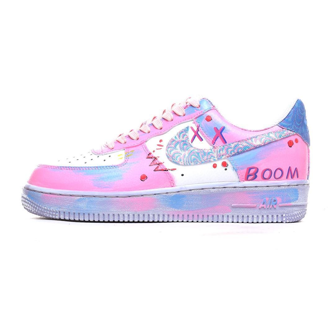 Custom Graffiti Air Force 1 – Pastel Pink Purple Blue Hand Painted ...