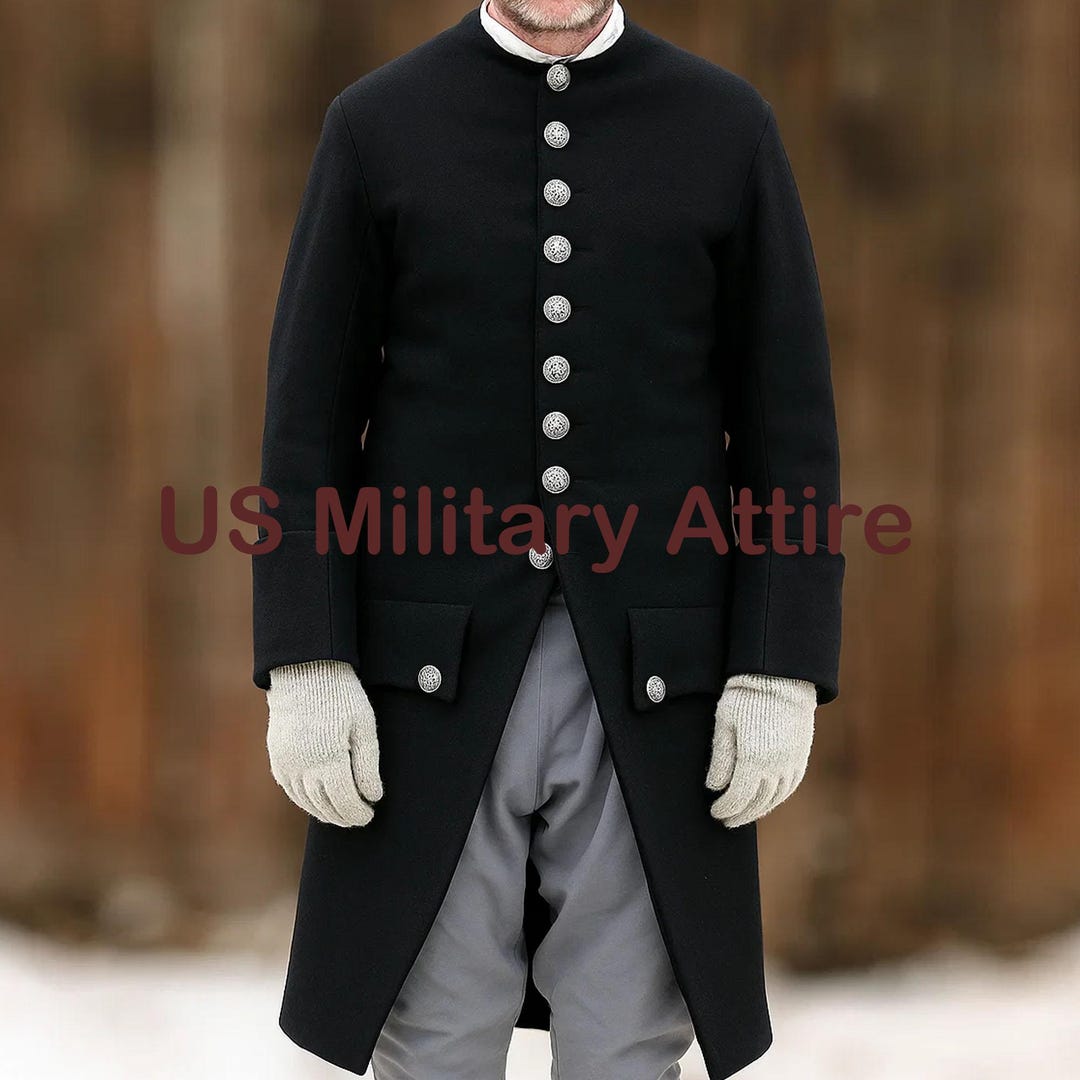 Men's 18th Century Civilian Coat: Colonial Reenactment Navy Blue Wool ...