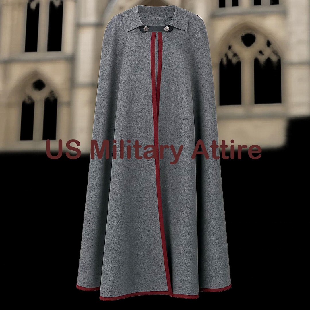 Steampunk Fashion Cloak: Medieval Costume Grey Wool Stylish Cloak Cape ...