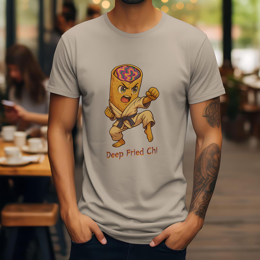 Deep Fried Chi T-shirt – Kung Fu Egg Roll Tee, Funny Martial Arts Shirt ...
