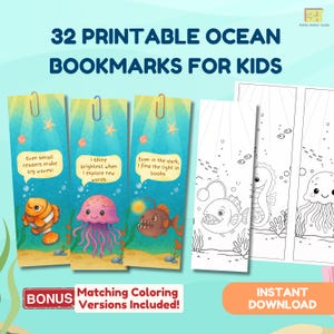 Coloring Bookmarks Sea Creatures - Etsy