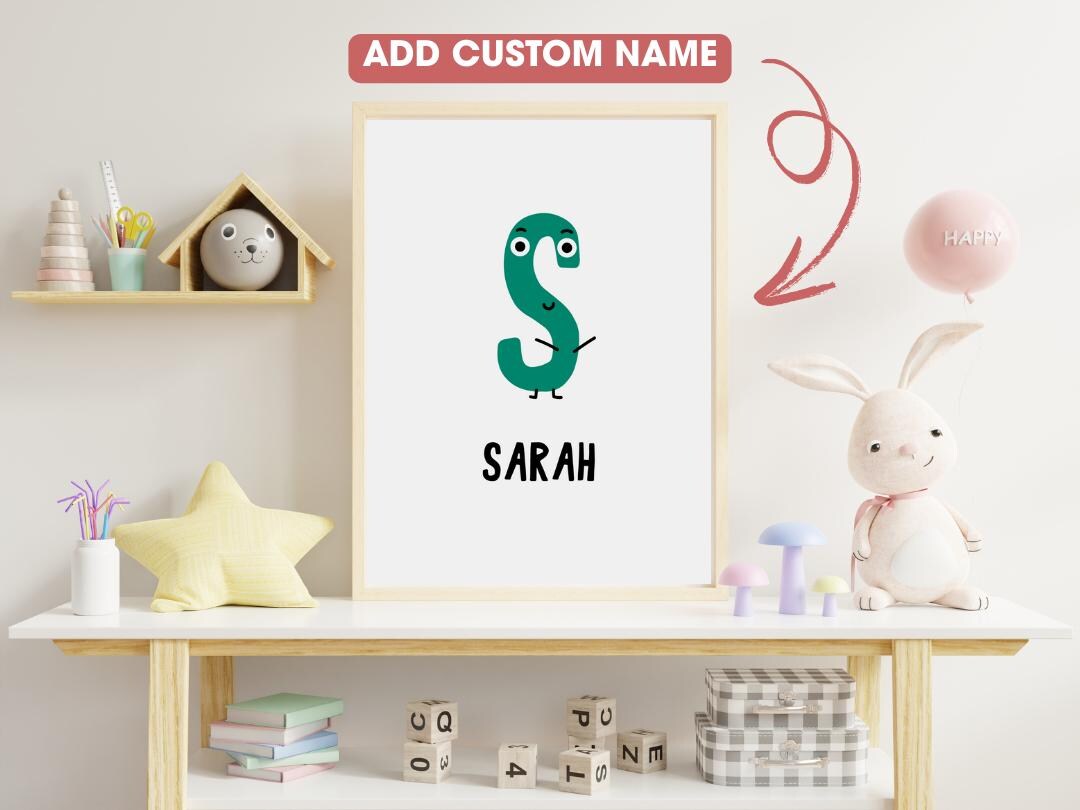 CUSTOM NAME With Big First Letter With Eyes, Minimalist and Colourful ...