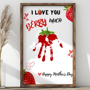 Strawberry Handprint Art - Printable Mother's Day Craft - DIY Keepsake ...