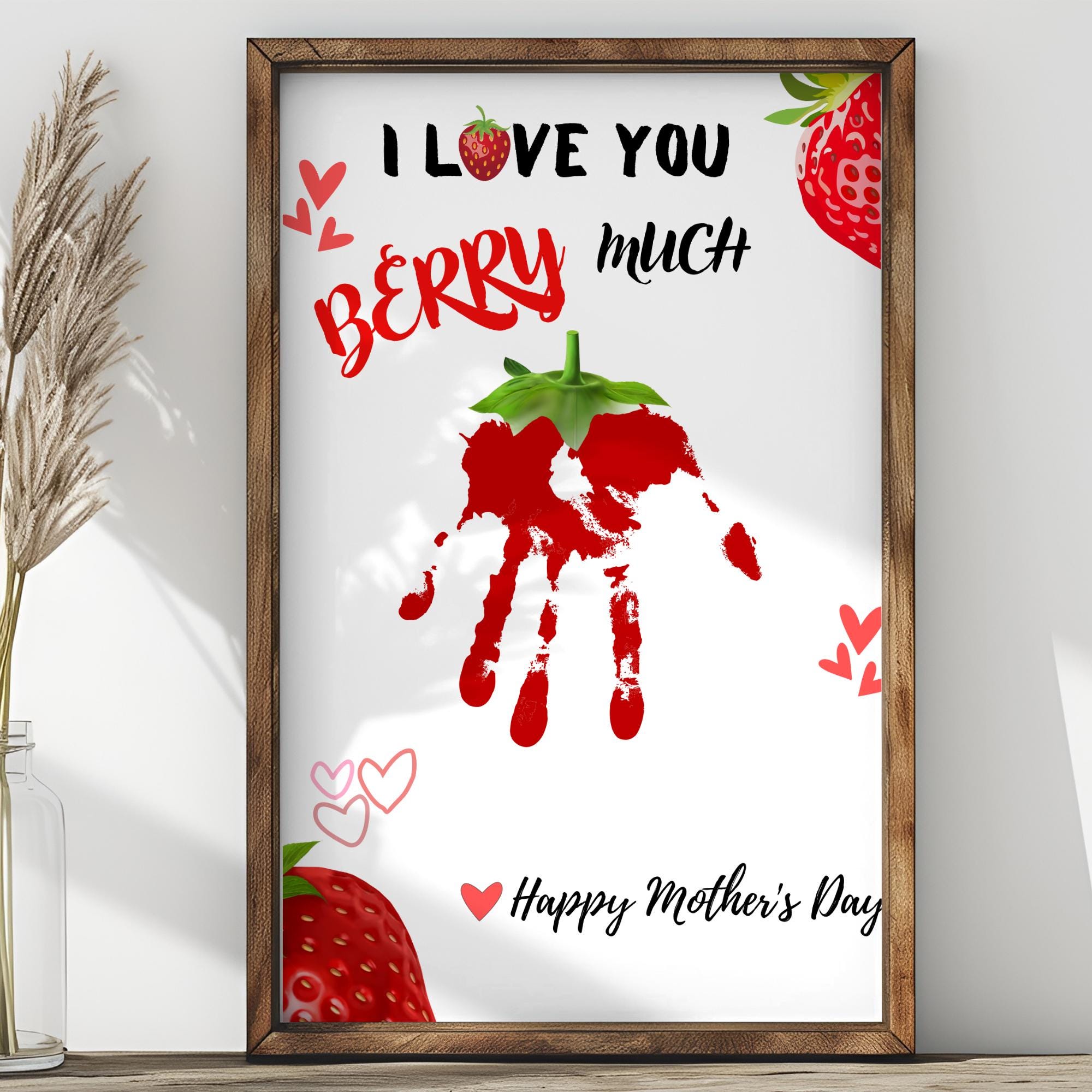Strawberry Handprint Art - Printable Mother's Day Craft - DIY Keepsake ...