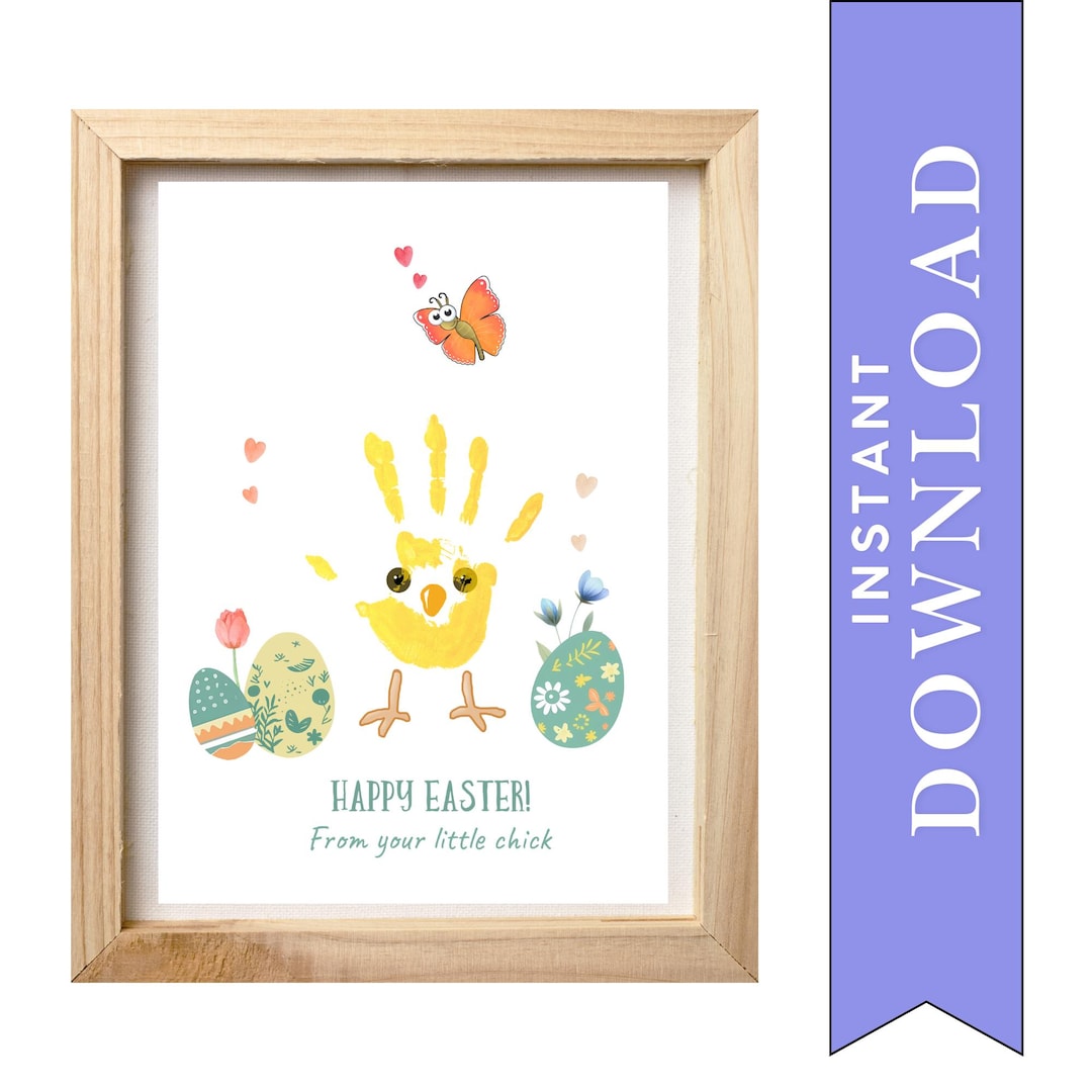 Happy Easter HANDPRINT ART, Printable Easter Chick Handprint Art ...