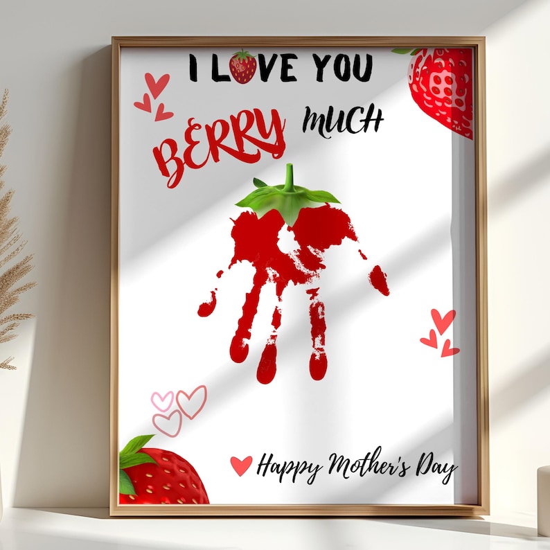Strawberry Handprint Art - Printable Mother's Day Craft - DIY Keepsake ...