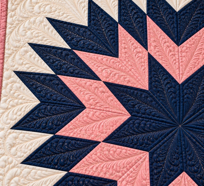 Midnight Blush Star Quilt Pattern PDF | Modern Geometric Patchwork ...