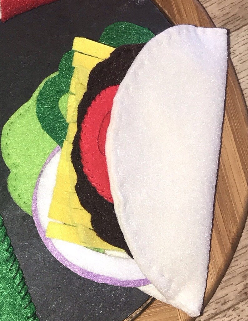 Mexican Themed Felt Food, Pretend Play Set, Taco, Burrito, Nacho Corn ...