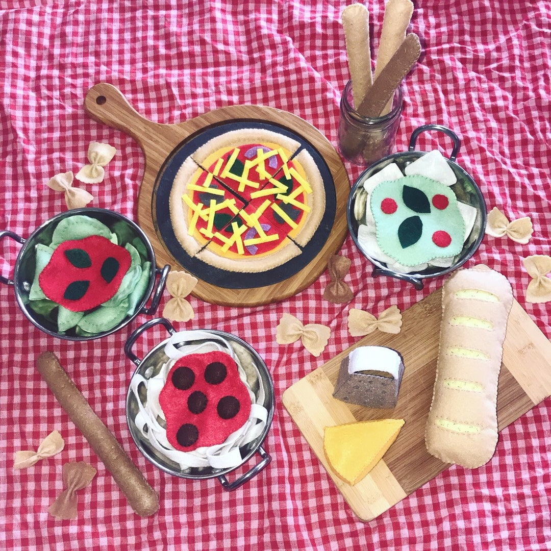 Italian Felt Food, Pretend Play, Fake Pasta, Imaginative Play Pizza ...