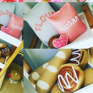 Felt Food Bakery Ingredients Set, Play Cafe Flour, Sugar, Eggs, Pretend ...