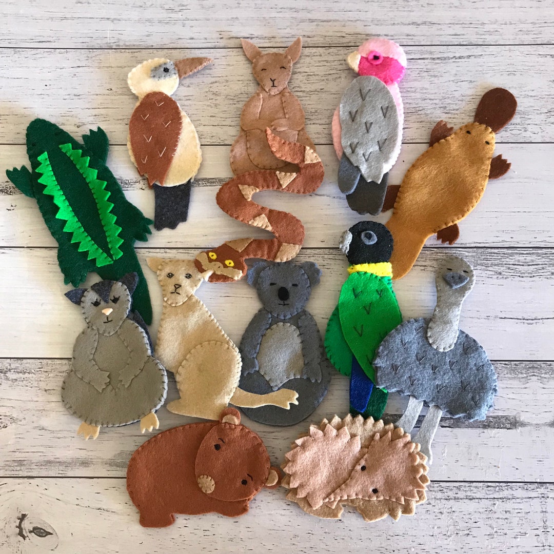 Felt Australian Animals Finger Puppets, Aussie Native Fauna Play Set ...