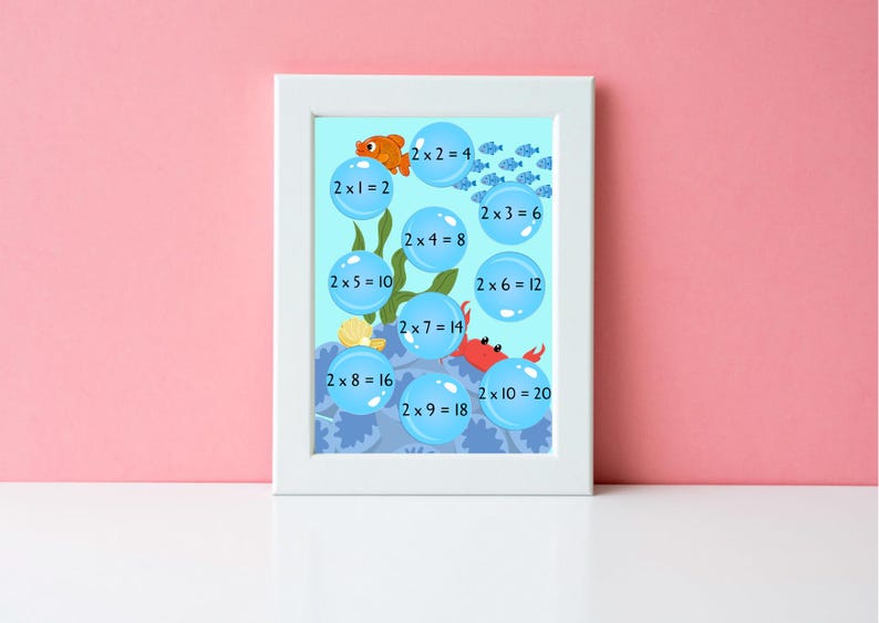 Under the Sea 2 Times Table Wall Poster – Ocean-themed Math Printable ...