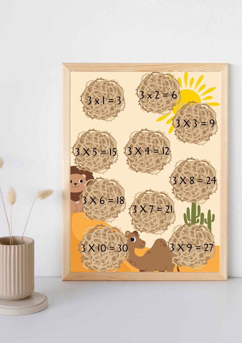 Desert-themed 3 Times Table Poster – Multiplication Chart for Kids ...