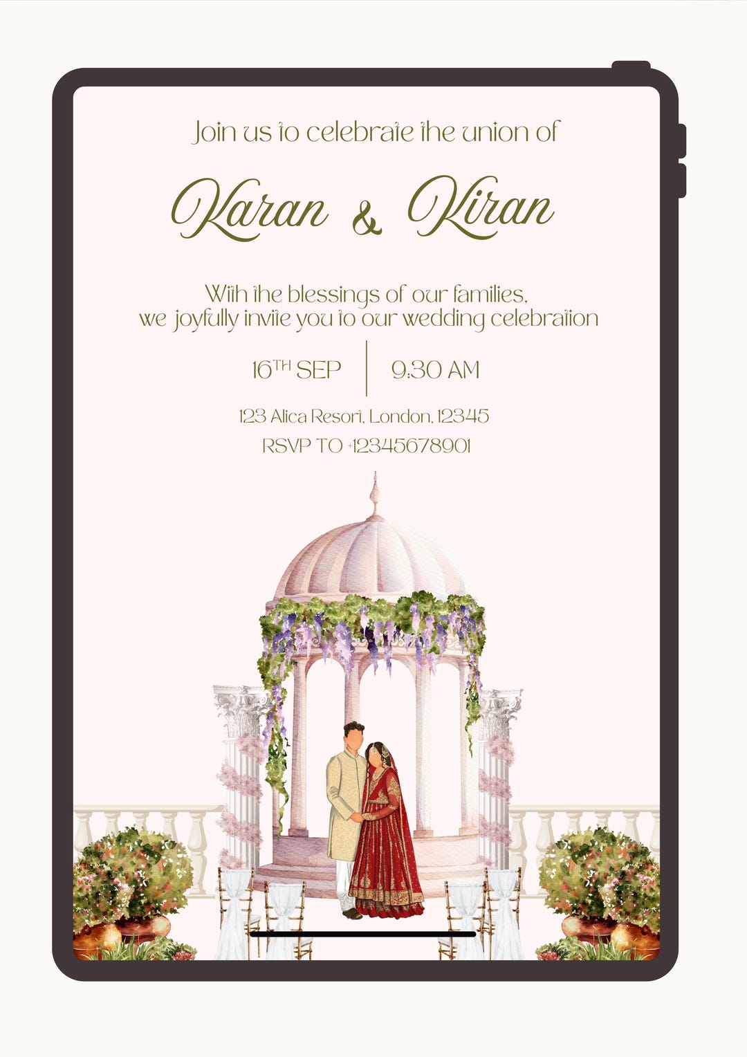 Indian Wedding Digital Invitation | Editable Hindu Mandap Design for ...