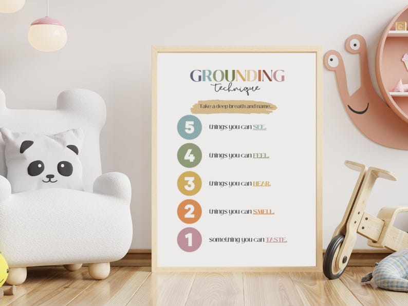 5-4-3-2-1 Grounding Technique Poster, Anxiety Tool, Mindfulness ...