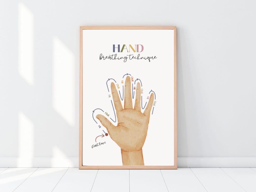 Hand Breathing Poster, Breathing Exercise for Kids, Calming Technique ...