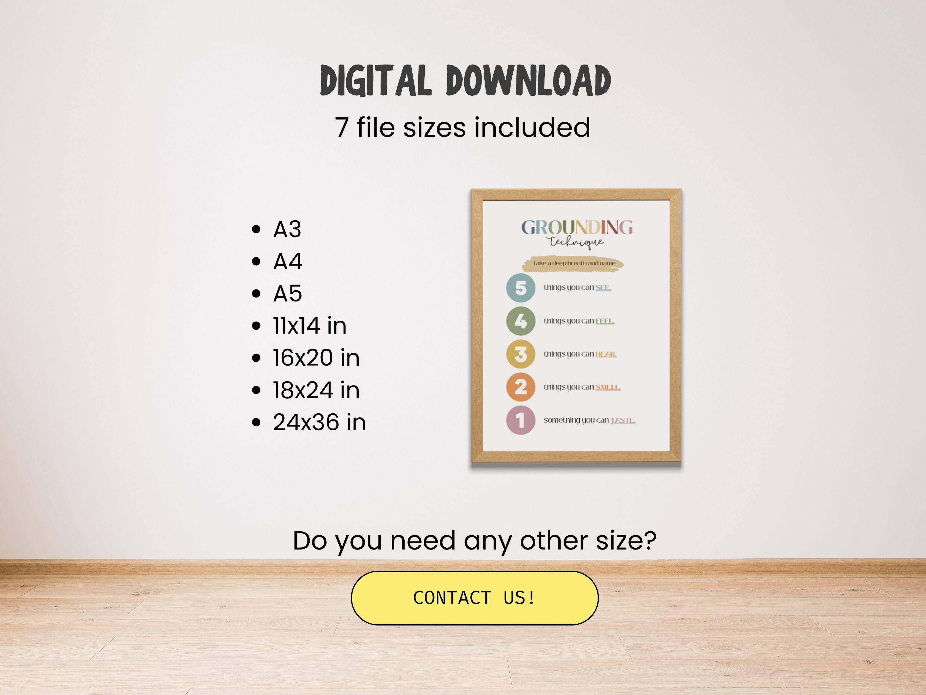 5-4-3-2-1 Grounding Technique Poster, Anxiety Tool, Mindfulness ...