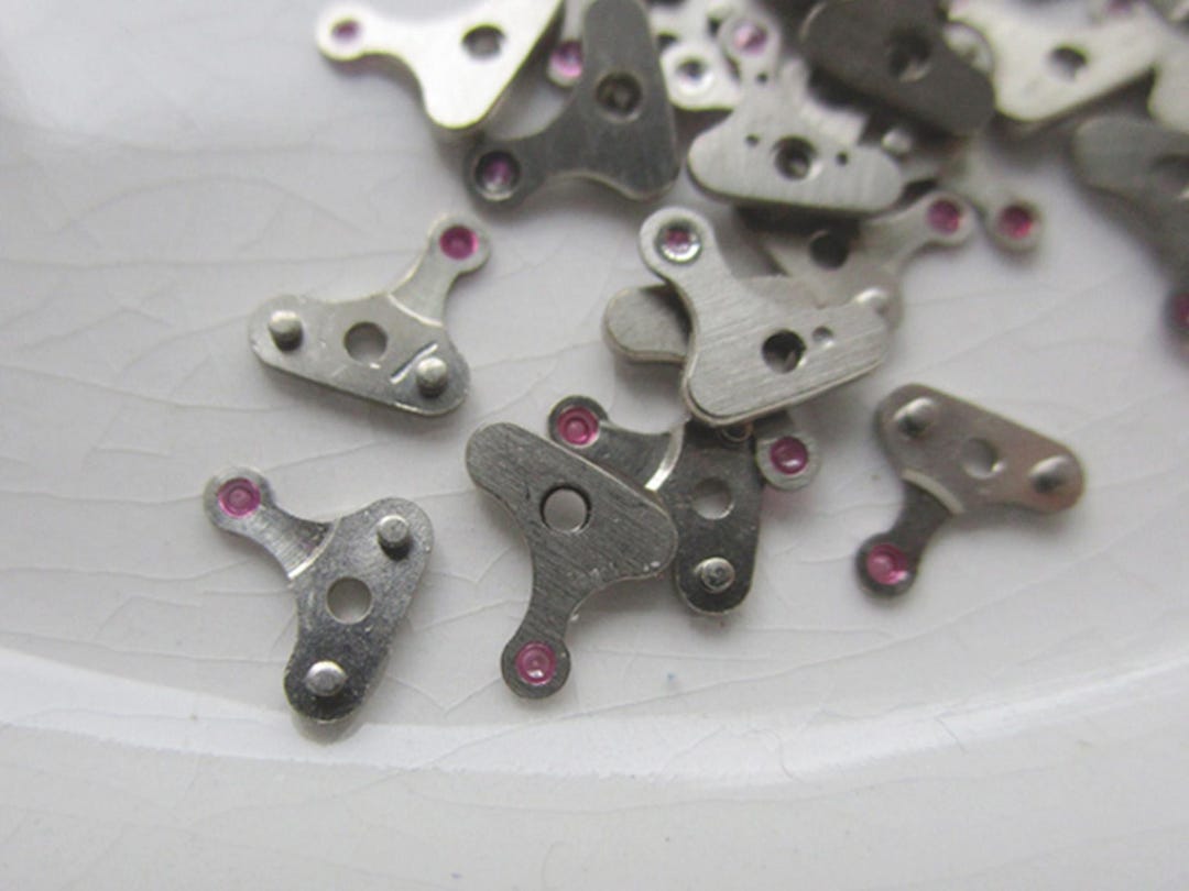 72 Tiny Vintage Watch Parts, Rhodium-plated Brass With Ruby Glass Jewel ...
