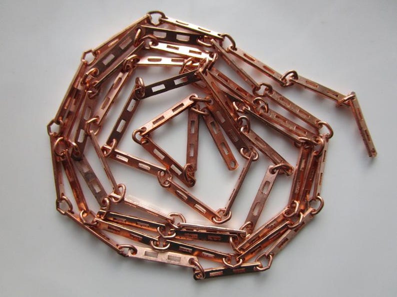 Vintage Copper-plated Steel Flattened Bar Chain, 2.5mm X 36