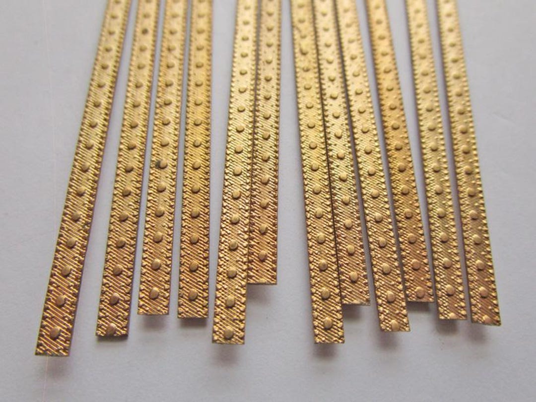 12 Pieces Vintage Brass Gallery Wire With Dot Pattern, 3mm X 6 Inches ...
