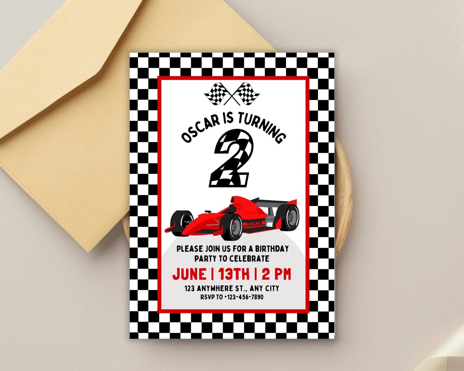 Cars Birthday Invitation Template, F1 Racing Digital Template, Boys ...