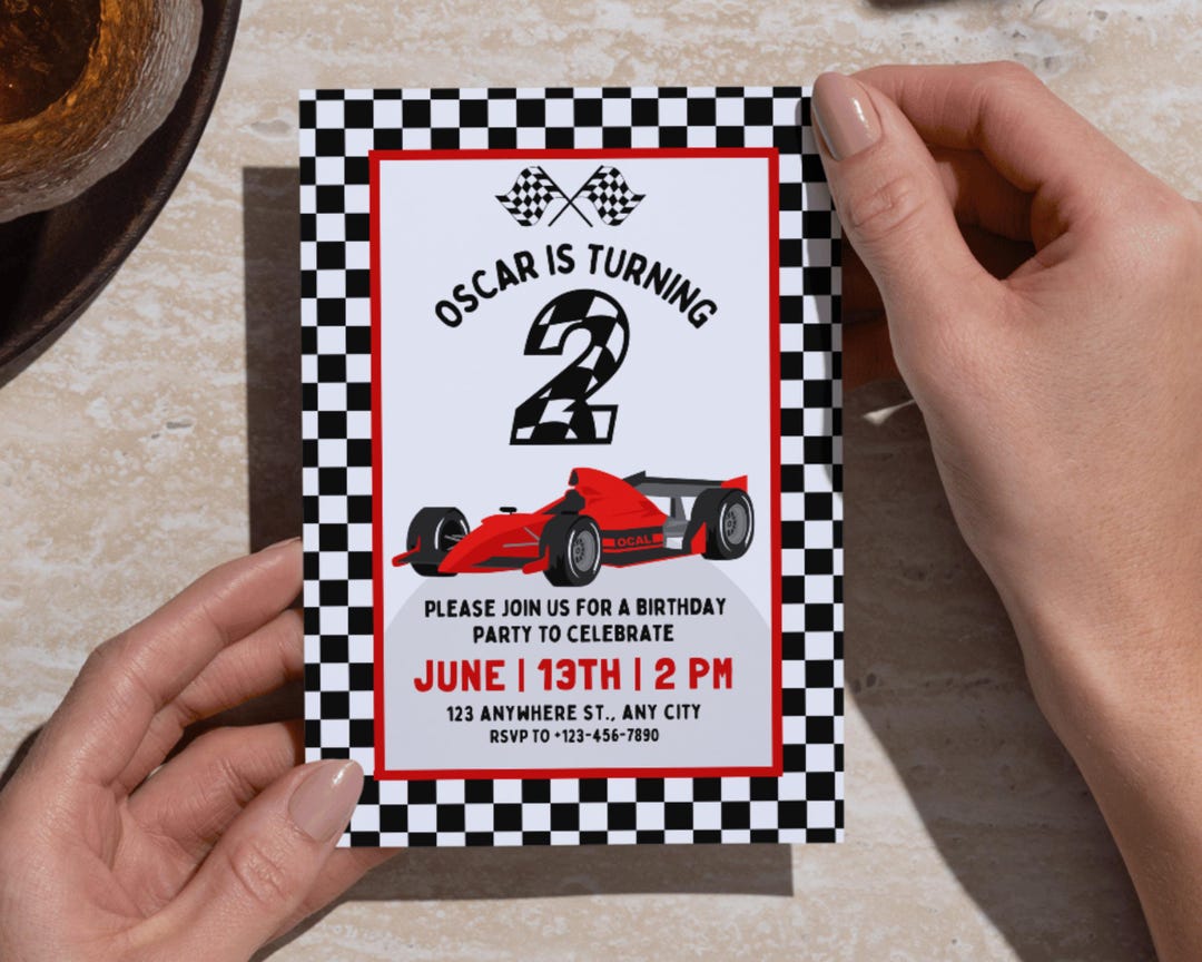 Cars Birthday Invitation Template, F1 Racing Digital Template, Boys ...