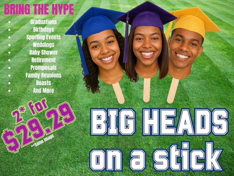 Custom Big Head Cutouts on a Stick & Lifesize Stand-ups! Multiple Sizes ...