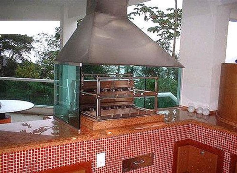 Brazilian BBQ Charcoal Grill - 07 Skewers - Rotisserie System - Oca ...
