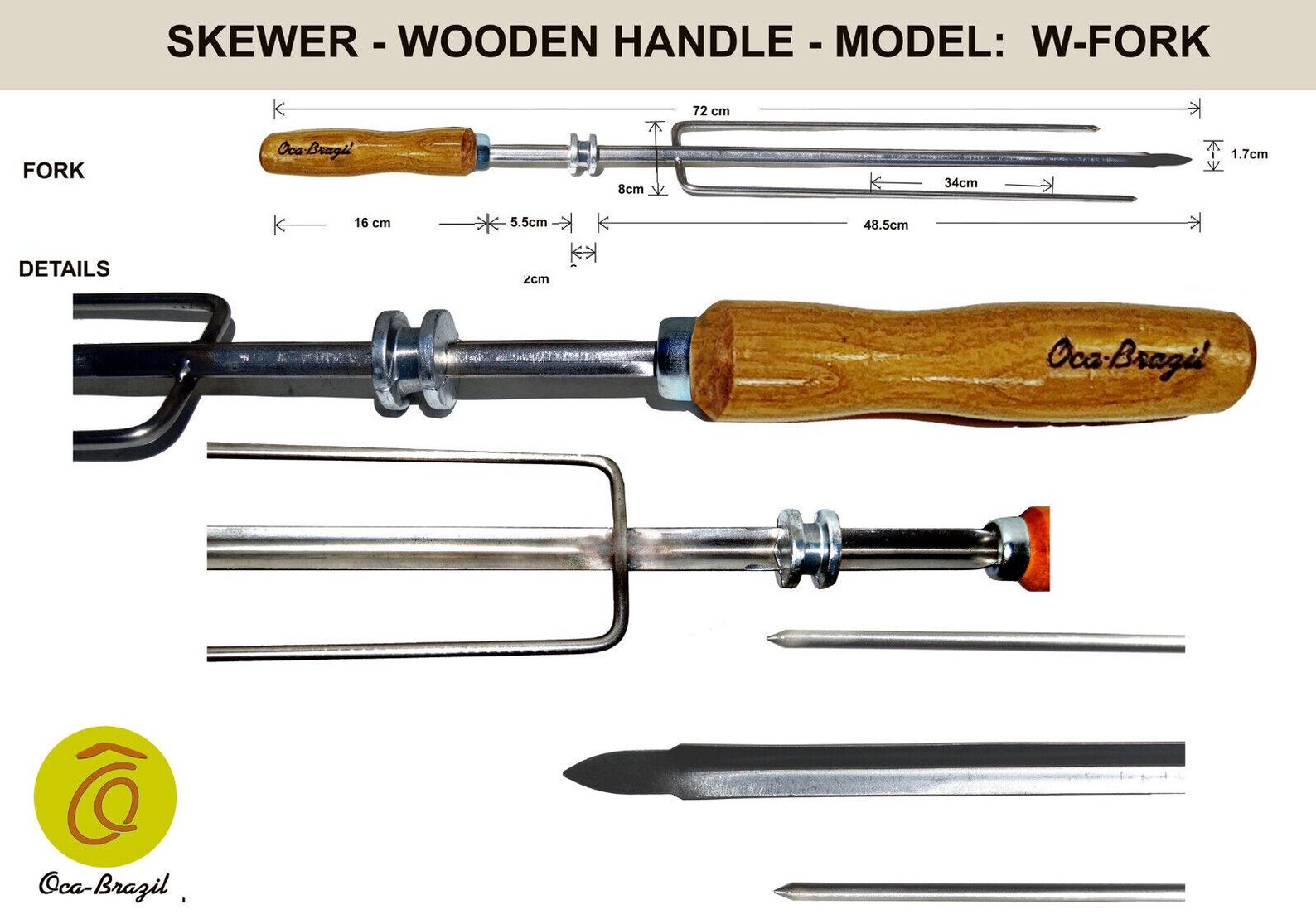 Ceara Combo - Set of 4 Brazilian Skewers 28" + Knife 8" - Professional ...