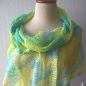 Linen Shawl Poncho Top Lime Green Turquoise Blue Yellow Hand Dyed ...