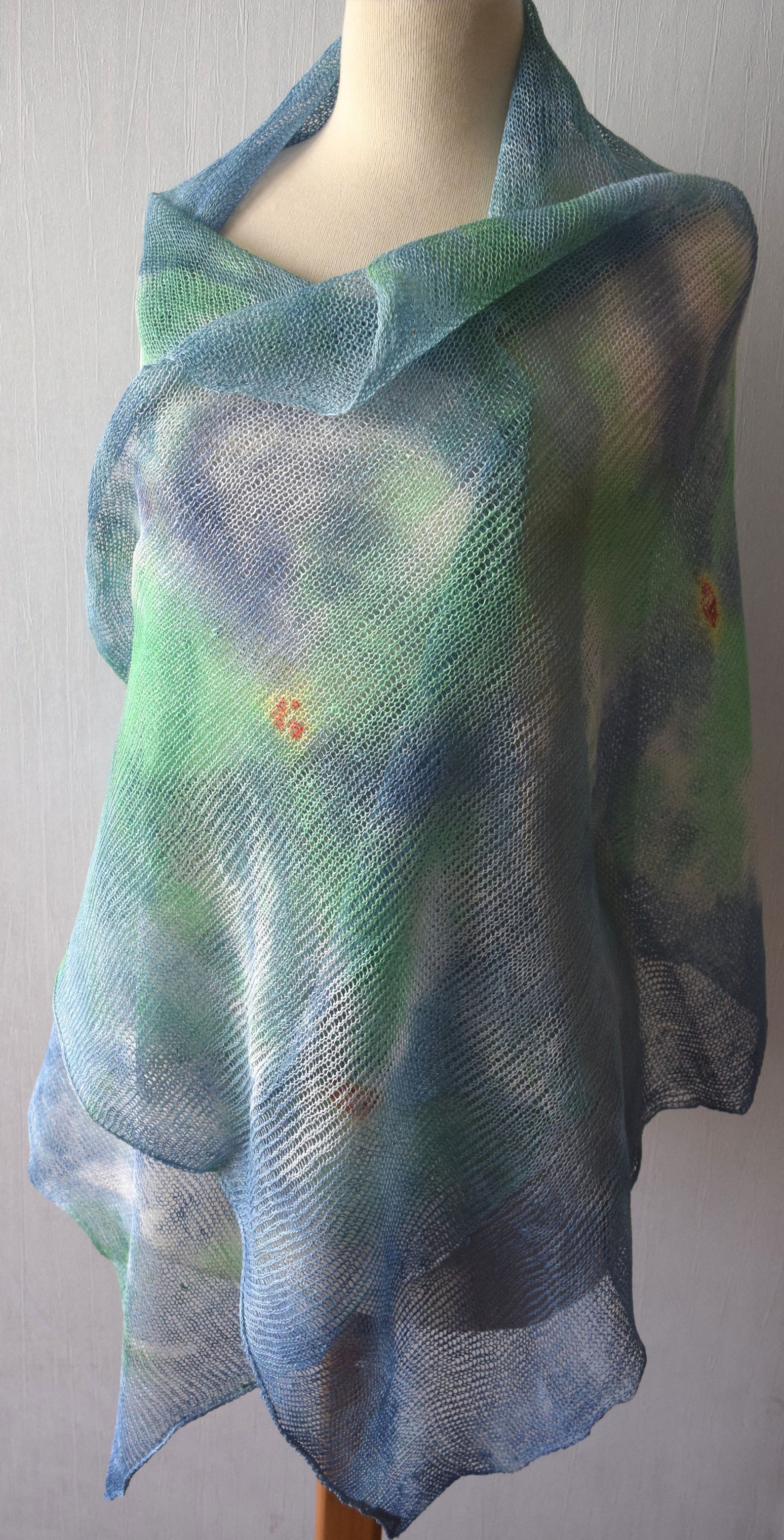 Popular Right Now, Hand Dyed, Linen Shawl, Wrap, Green, Blue, Yellow ...