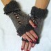 Fingerless Gloves Corset Wrist Warmers in Taupe With Satin Ribbons and ...