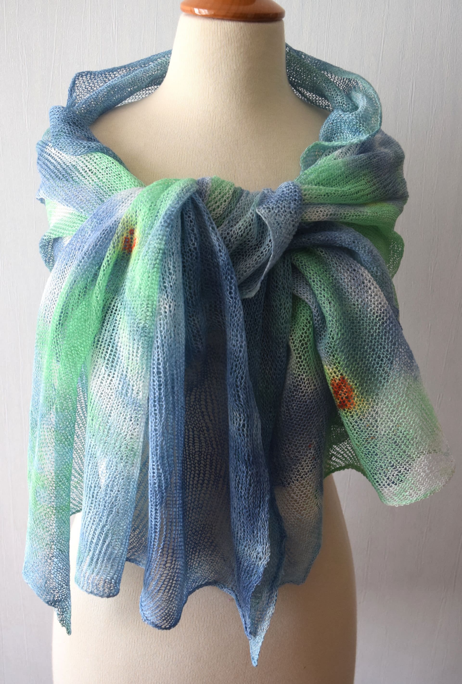 Popular Right Now, Hand Dyed, Linen Shawl, Wrap, Green, Blue, Yellow ...