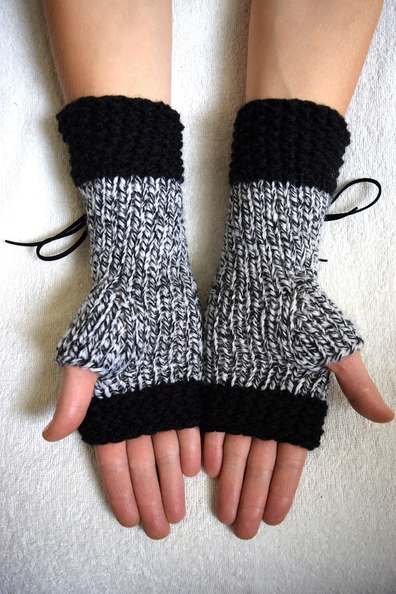 Women Tweed Corset Fingerless Gloves Wrist Warmers Black and | Etsy