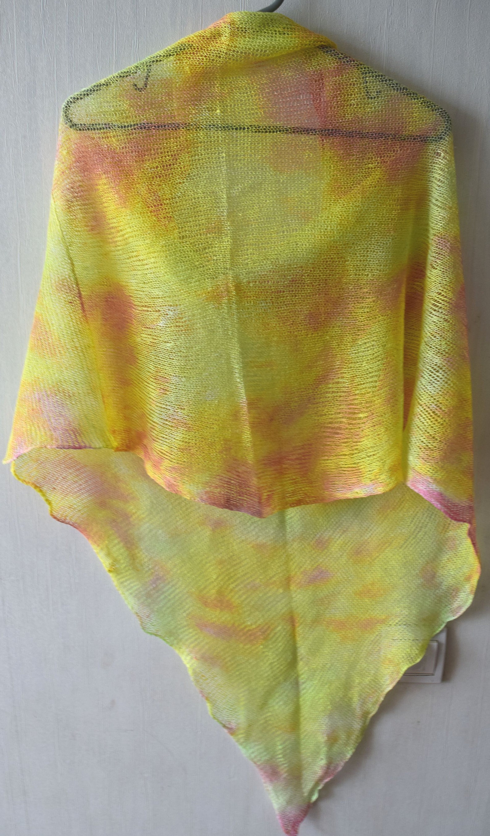 Linen Shawl Poncho Top Lime Green Pink Yellow Hand Dyed Abstract Women ...