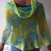 Linen Shawl Poncho Top Lime Green Turquoise Blue Yellow Hand Dyed ...