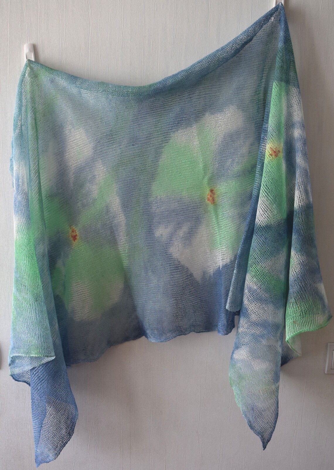 Popular Right Now, Hand Dyed, Linen Shawl, Wrap, Green, Blue, Yellow ...