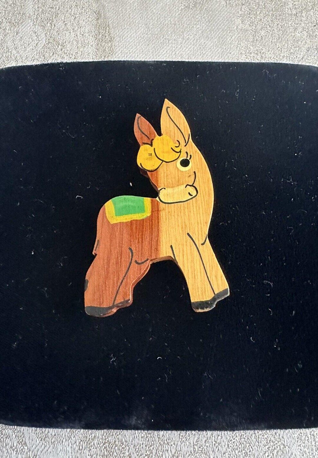Vintage 1940s Hand Painted Wood Burro Donkey Pin Brooch - Mexican Theme ...