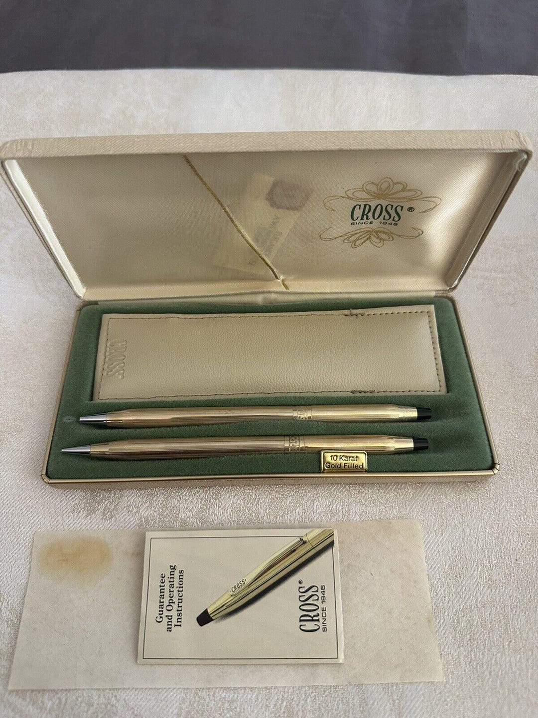 Vintage CROSS PEN & PENCIL Set - Original Box Unused 10K Yellow Gold ...